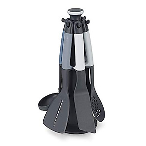 Joseph Joseph Elevate Carousel Nylon Kitchen Utensil Set with Rotating Storage Stand, 6-piece, Sky,Blue