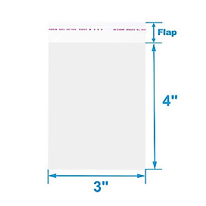 400 Pack 3" x 4" Thick Clear Resealable Cello Self Seal Bags Packaging Jewelry Bead Ring Necklace Gifts Cellophane Poly Bags