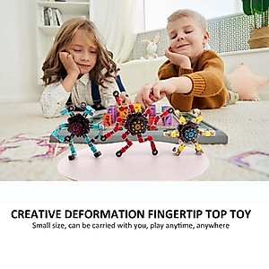 Spinning Top Toy - DIY Deformable Stress Relief Toy Decompression Fingertip Spinner Toy New Transformable Creative Mechanical Gyro Toy for Kids(red)