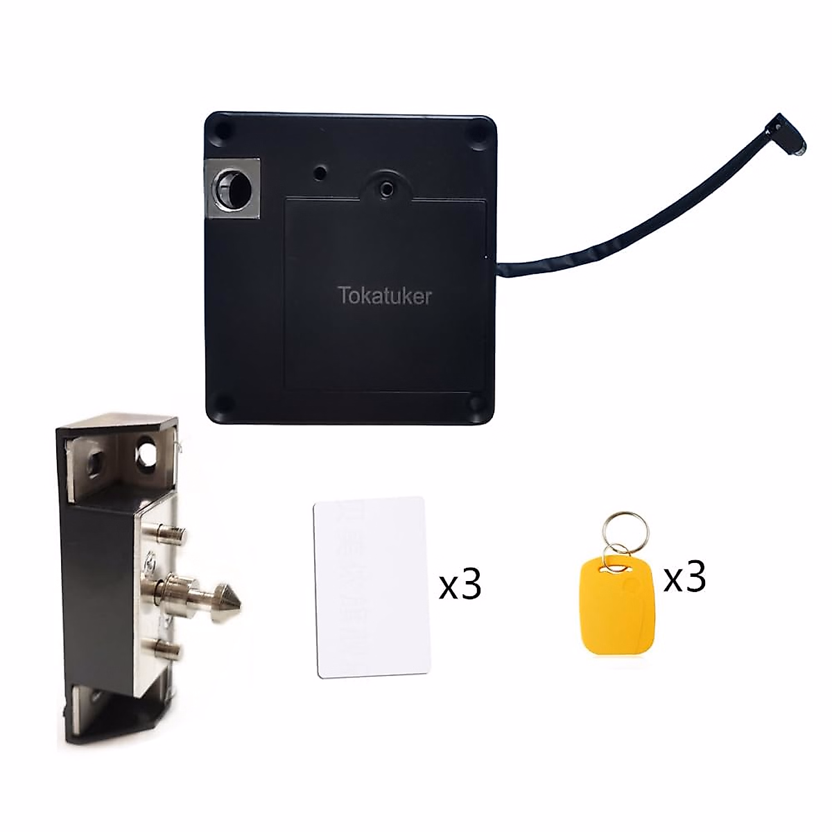 Tokatuker Invisible Cabinet Lock, Hidden NFC Lock DIY RFID Lock Latch with USB Cable Power for Wooden Cabinet Drawer Liquor Cabinet Open and Close Pantry Secret Shelf or Concealed Panel