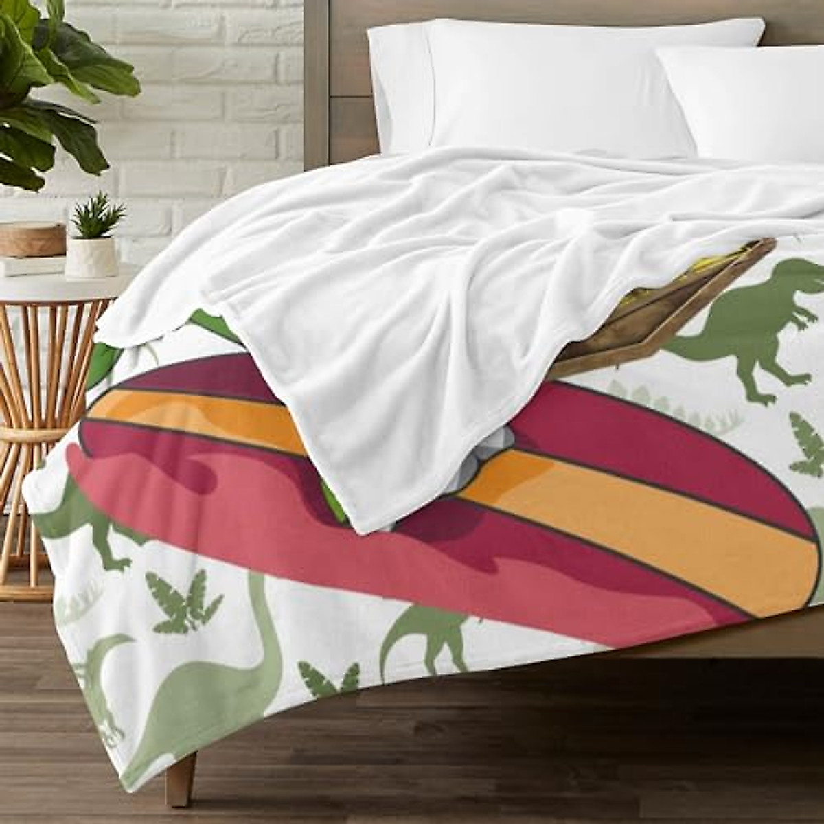 HSSQMH Personalized Dinosaur Blanket for Kids, Custom Dino Throw Blanket with Name for Boys and Girls, Toddler Bed, Room & Bedroom Decor, Unique Blankets for Children