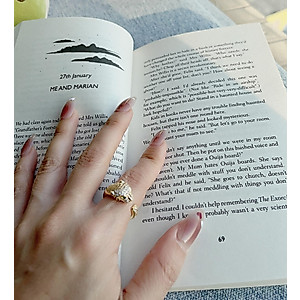 AIKAITUO 14K Gold Leopard Animal Leopard Head Cute Unique Women's Adjustable Set Zirconia Ring Holiday Gift