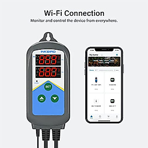 Inkbird Temperature Controller ITC-306T WiFi Heat Lamp Thermostat Reptile Temperature Controlled Outlet for Heat Mat Fermentation,1200W,10A.