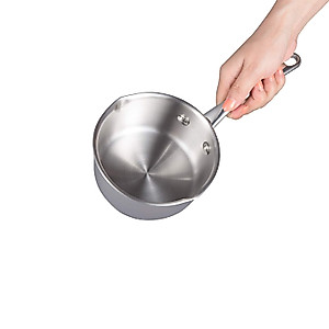 IMEEA Butter Melting Pot Butter Warmer 18/10 Tri-Ply Stainless Steel Saucepan with Dual Pour Spouts, 0.5-Quart, Silver