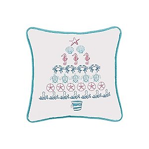 C&F Home Coastal Tree Pillow Holiday Xmas Winter Gift Present Embroidered Saying Christmas Decor Decoration Accent Pillow 10 x 10 White
