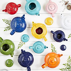 RSVP International Stoneware Teapot Collection, Microwave and Dishwasher Safe, 16 oz, Turquoise