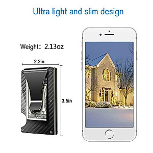 Carbon Fiber Wallet, ARW Metal Money Clip Wallet, RFID Blocking Minimalist Wallet for Men Aluminum Slim Cash Credit Card Holder