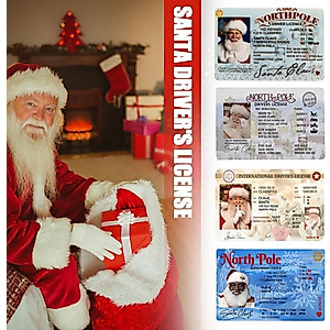 Santa Claus Lost Drivers License Christmas Decorations,Novelty Santa Sleigh Flying License ID Card,Flight License Christmas Eve Key Box Gift Xmas Tree Ornament Decorative Hanging Ornaments