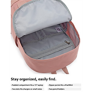 HotStyle Casual Daypack Backpack for Tween & Teen Girls, Multipurpose Middle School Bag Bookbag, Dome Top, Plain, Rose Gold