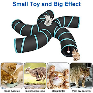 Cat Toys,Cat Tunnel Tube for Indoor Cats,5 Way Tunnels Extensible Collapsible Cat Play Tent Interactive Toy Maze Cat House with Bells,Pet Tube Toys for Kitty, Kitten, Rabbit Small Animal