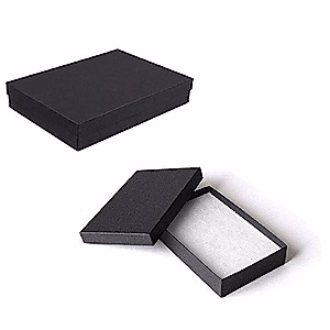 10 Pack Cotton Filled Matte Black Color Jewelry Gift and Retail Boxes 5.25 X 3.75 X 1 Inch Size by R J Displays