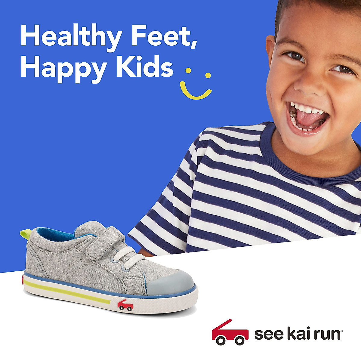 See Kai Run - Tanner Sneaker for Little Kids, Gray Jersey/Lime, Toddler 7