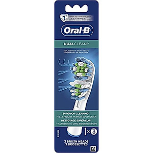 Oral-B Dual Clean Replacement Electric Toothbrush Brush Heads, 3 Count