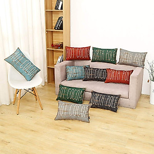 TRENDIN Merry Christmas Throw Pillow Cover 20 x 12 mas Decorations Cotton Linen Winter Red Hot Cocoa Season Holiday Cushion Cover for Christmas Decor Sofa Couch PL607TR