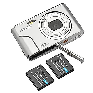 CalmGeek Portable Digital Camera 48MP 1080P 2.4-inch IPS Screen 16X Zoom Auto Focus Self-Timer 128GB Extended Memory Face Detection -Shaking with 2pcs Batteries Hand Strap Carry Pouch