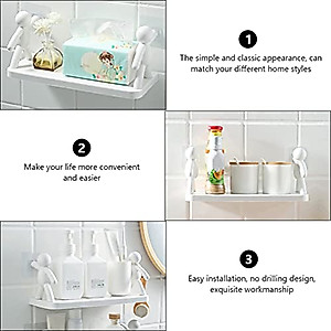 DOITOOL 2pcs Floating Shelves Wall Mounted Figure Ledge Display Plastic Wall Shelf Stick On Damage Free Removable Hanging Rack Wall Decor for Kitchen Bathroom Living Room