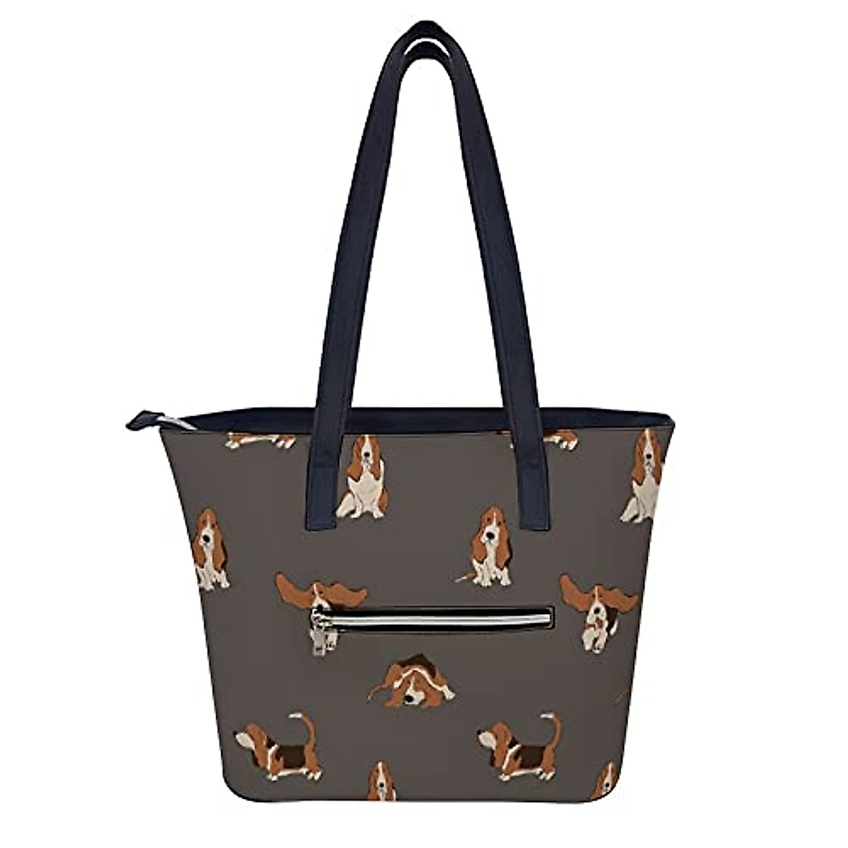 Basset Hound Dog Women's Fashion Tote Handbags Leather Shoulder Bag Purse, rest, White-style21, 29x34x14cm