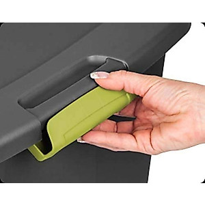 Sterilite 19453V04 35 Gallon/ 132 Liter Latch Tote, Flat Gray Lid & Base w/ Soft Fern Latches, 4-Pack