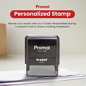 Promot Self Inking Personalized Stamp - Up to 5 Lines of Personalized Text, Custom Address Stamp, Office Stamps, Customizable Rubber Stamp, Name Stamp for Business Easy to Change Ink Cartridge-Medium