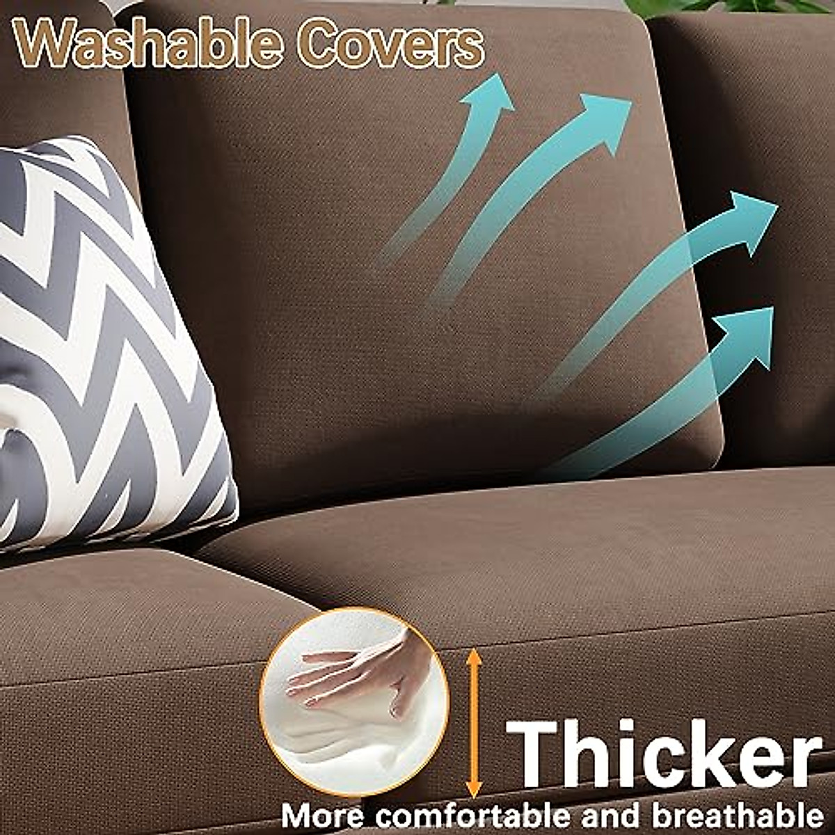 Furniwell Convertible Sectional Sofa Couch, L Shaped 3-Seat Small Couch for Living Room with Ottoman Modern Fabric Reversible Chaise for Apartment and Small Space (Brown)