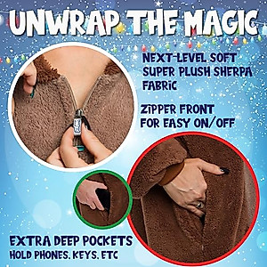 Funziez! Sherpa Bear Adult Onesie - Animal Halloween Costume - Plush Teddy One Piece Cosplay Suit for Adults, Women and Men