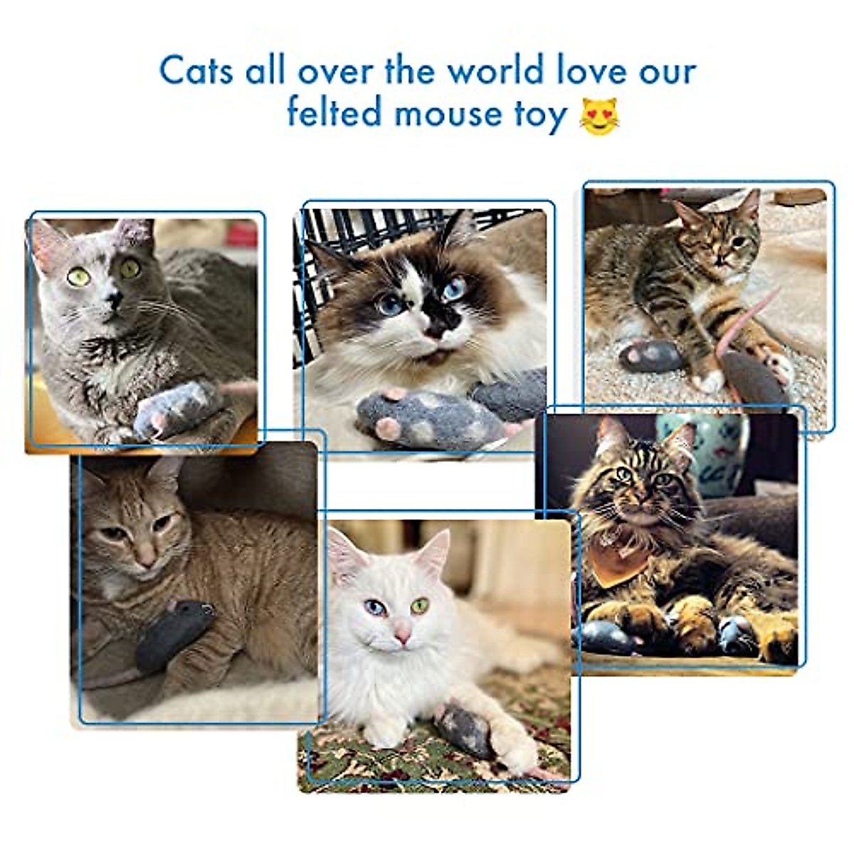 Feltcave Wool Cat Mouse Toys – Handmade Felt Mouse Cat Toy Without Catnip, Cat Toys for Indoor Cats, Cat Mice Toys 4-Pack