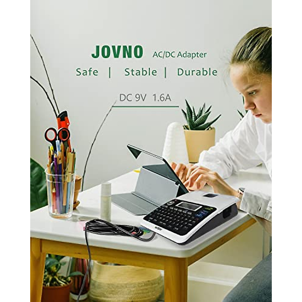 9V AC DC Adapter for Brother P-Touch PT-D210 PTD210 PT-D200 PTD200 PT-D215e PT-D200VP PTH110 PT70BM Label Maker Replacing Batteries for Brother AD-24 AD-24ES AD-20 AD-30 AD-60, JOVNO 1.6A Power Supply