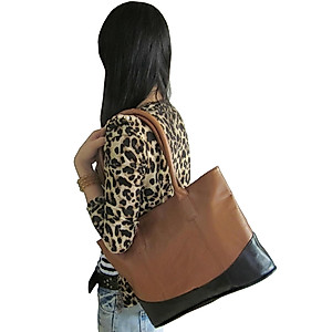 Casual Leather Handbag (#1827-8) (Brown/Black)
