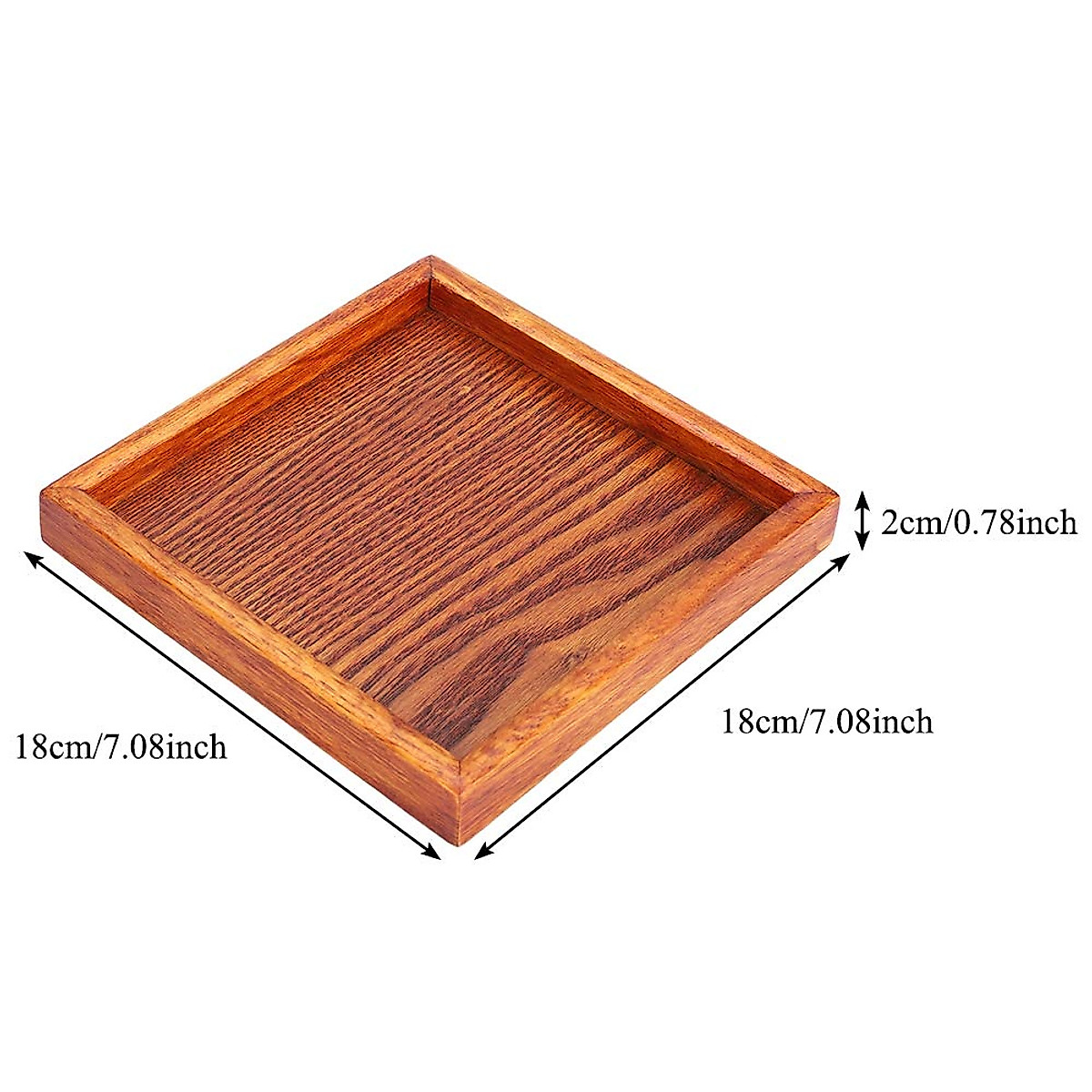 Fdit Small Portable Square Shape Solid Wood Tea Coffee Snack Food Dinning Serving Tray Plate for Home Kitchen Accessories(18 * 18 * 2)