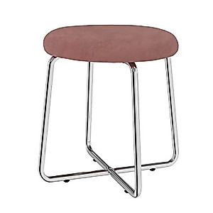 Hillsdale Round Backless Metal Vanity Stool with Upholstered Seat, Pink, 51111
