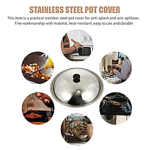 Housoutil Baking Dish Stainless Steel Wok Lid 34cm/ 13. 5inch, Wok Cover with Glass Insert and Knob, Griddle Basting Cover Cooking Pot Lid with Random Style Lid Handle for Asian Cooking