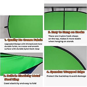 Blue Screen Green Screen Backdrop Double Sided Collapsible Green Screen with Carrying Bag,Portable Pop Up Green Screen Background for Streaming Webcam (Blue Green Screen, 39.4 * 59.1")