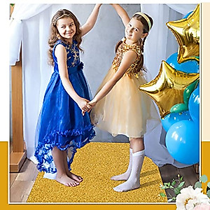 Sequin Aisle Runner for Weddings Glitter Wedding Rug Runner with Carpet Tape Sparkly Wedding Outdoor Floor Runner Floor Carpet Runner for Ceremony Prom Event Party Ornaments (Gold, 2 x 15 ft)