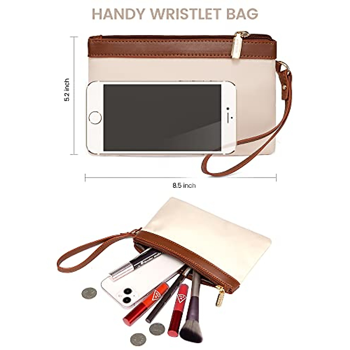 LOVEVOOK Laptop Backpack Women,15.6 Inch Convertible Backpack Purse for Women with USB Port,Fashion Teacher Nurse Bag Work Backpack with Cute Wristlet Bag for Travel College Commute,Beige Brown