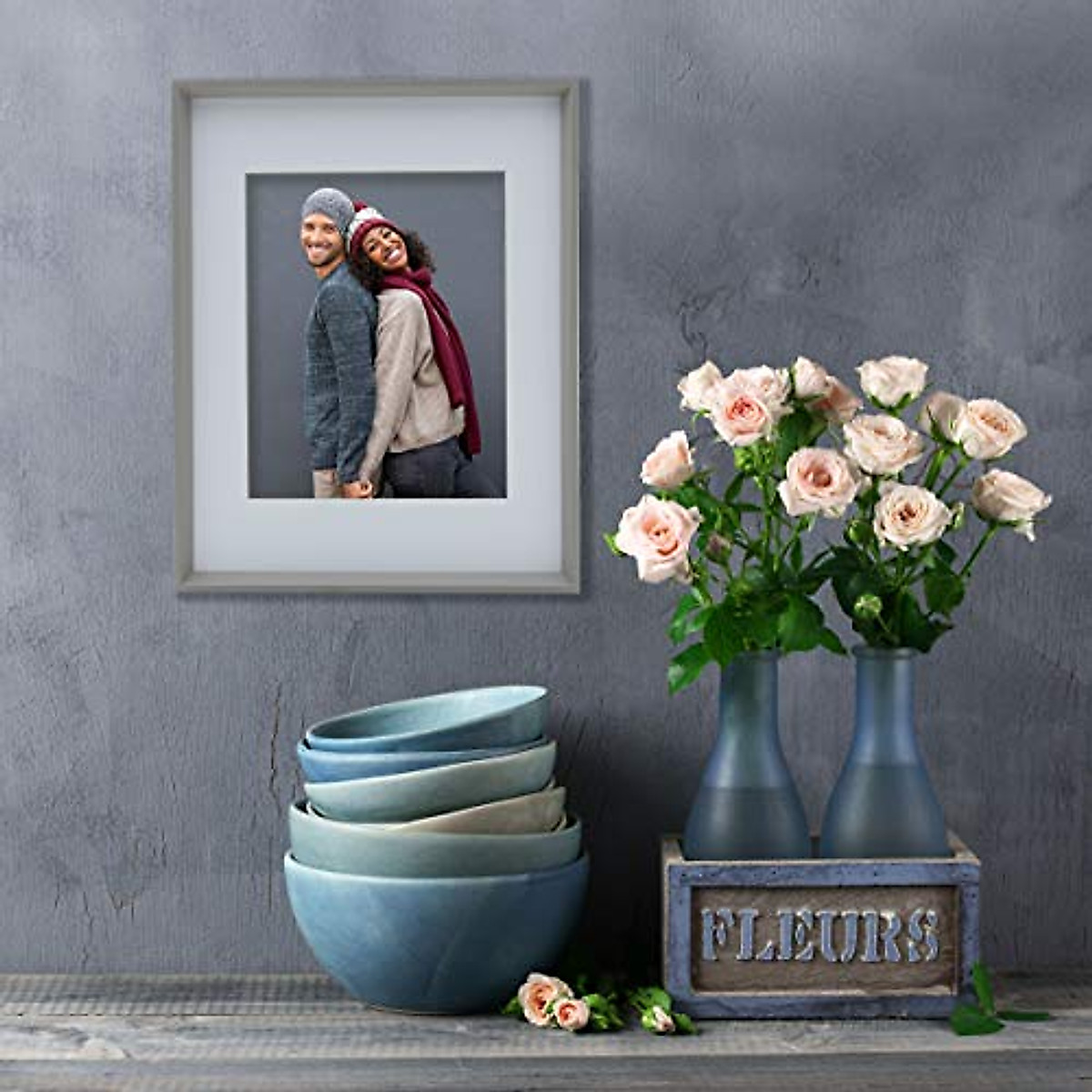 Studio Nova Picture Frame Displays 8 x 10 Photos 11 x 14 Without Mat, 11x14-Matted 8x10, Gray