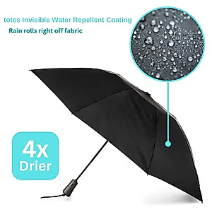 totes InBrella Reverse Closing Folding Umbrella – Inverted Closure Compact Umbrella – Portable, Windproof Rain-resistant Travel Umbrella with Recycled Canopy, Automatic Open and Close, Flower Garden