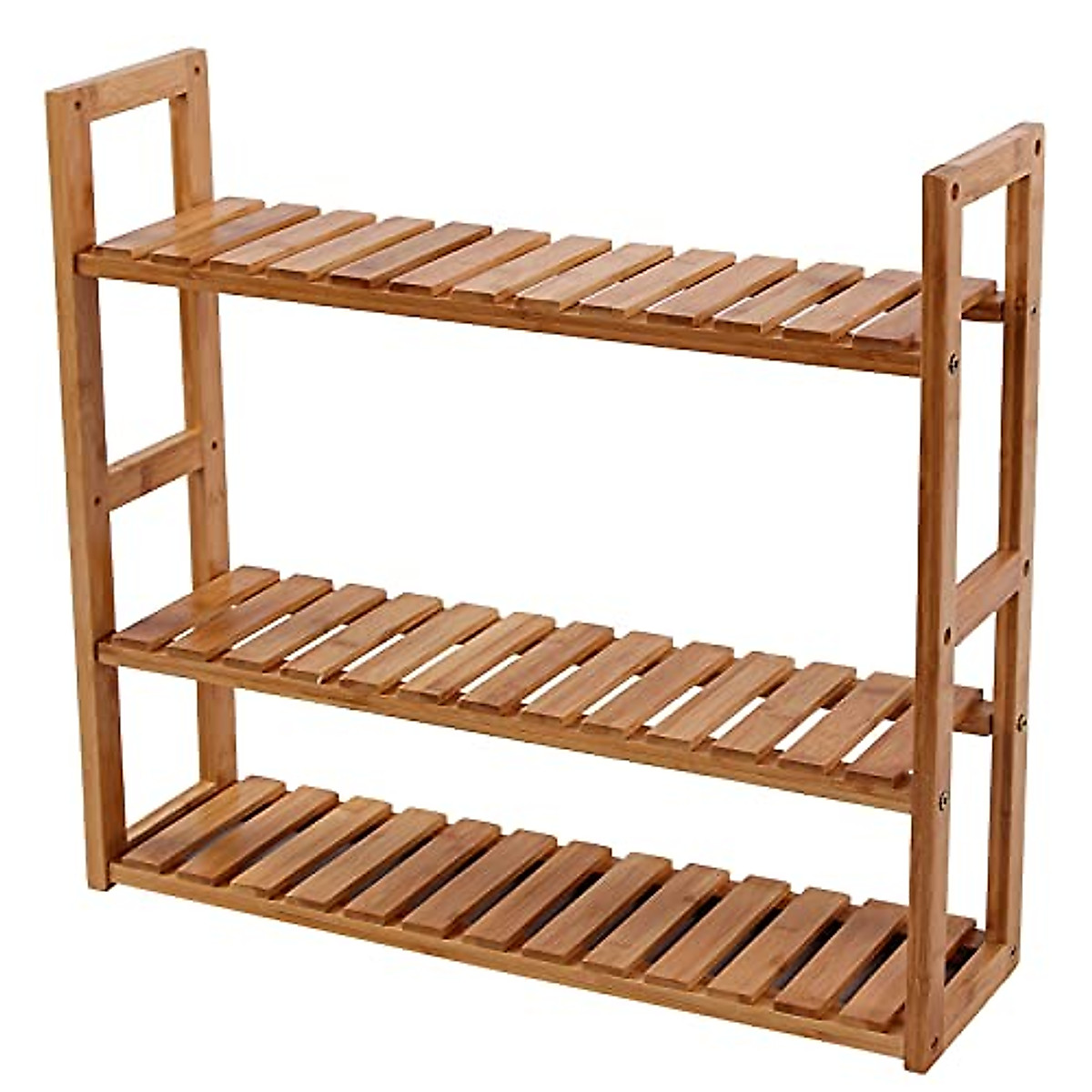 SONGMICS Bamboo Bathroom Shelf, 3-Tier Adjustable Plants Rack, Wall-Mounted or Stand, in the Living Room, Balcony, Kitchen, Natural UBCB13Y
