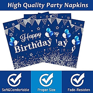 ZOIIWA Navy Blue and Silver Birthday Party Supplies Tableware Set Plates Napkins Tablecloth Serves 24 Guests Baby Shower Wedding Favors (JC0366com)