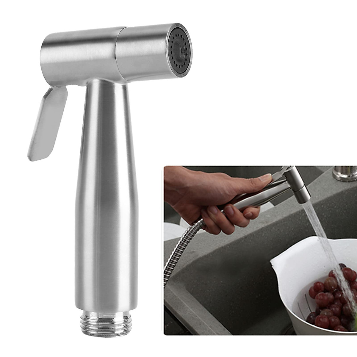 Handheld Bidet Sprayer, Portable Stainless Steel Bidet Toilet Sprayer Toilet Water Sprayer Bathroom Diaper Sprayer for Kitchen and Toilet Cleaning