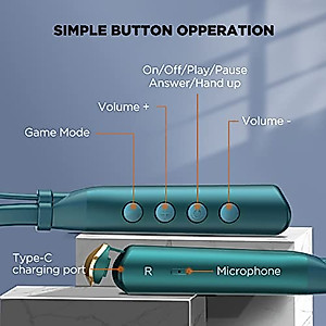 HTC 2023 New Neckband Headphones Bluetooth 5.3 ENC Sound Isolation, Magnetic Stereo Earphones with Hall Function for Calling, Exercising -10mm Drivers/Game Modes/16H Playtime/IPX5 Waterproof