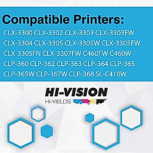 HI-Vision® Compatible Toner Cartridge Replacement for Samsung CLT-K406S CLT-C406S CLT-Y406S CLT-M406S (2 Black, 1 Cyan, 1 Yellow, 1 Magenta, 5-Pack) Works with CLP-365W, CLX-3305FW, CLX-3305W