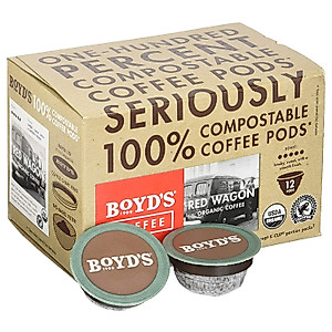 Boyd's Coffee Organic Red Wagon Coffee - Dark Roast - Single serve pods (72 Count)