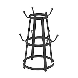 Spectrum Diversified Stripe 10 Holder Bold Kitchen Countertop Mug Tree, Mug & Teacup Rack Bar & Kitchen, Coffee Corner Cup Storage, Black