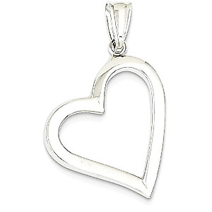 IceCarats 14K White Gold Heart Necklace Love Pendant Charm Only