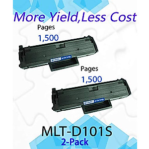 (2-Pack, Black) Compatible MLT-D101S D101S Toner Cartridge 101S Used for Samsung ML-2160 ML-2165 ML-2165W SCX-3400 SCX-3400F 3400FW SCX-3405 SCX-3405F 3405FW SF-760P Printer, Sold by EasyPrint