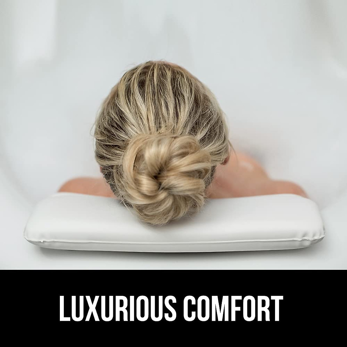 Gorilla Grip Bath Pillow for Tub, Comfortable Bathtub Pillows for Neck Head and Back Support, Strong Suction Waterproof Headrest, Cushion Rest for Curved or Straight Tubs, Spa Accessories, White