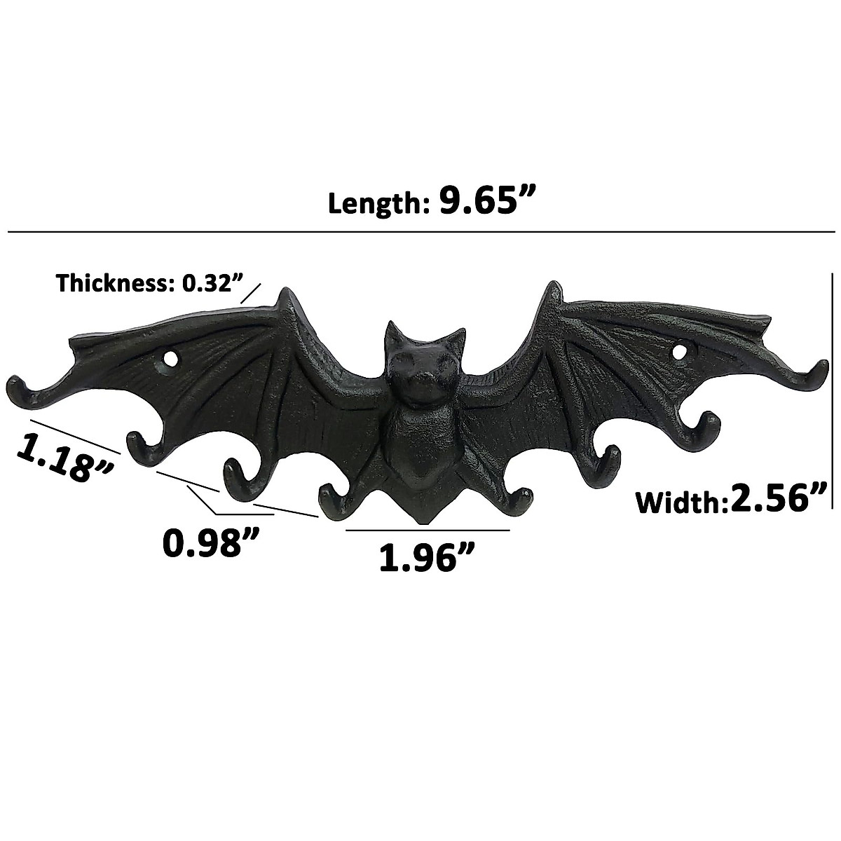 Hallocool Bat Key Holder Cast Iron Bat Key Hooks Decorative Hook Gothic Decor Vampire Bat Key Hanger Key Hooks for Hanging Dog Leash Wallet Belt Umbrella Towel, Bat Figure Wall Hook Halloween Bats