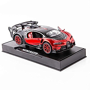 BDTCTK Bugatti Vision GT Supercar 1/32 Zinc Alloy Die Casting Pull Back Car Model Toy Sound and Light for Boy Girl Gift （red）