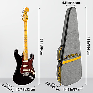 LETSROCK Electric Guitar Gig Bag, 39 Inch Electric Guitar Case with 0.5 Inch Thick Padding with Carry Handle, Pocket & Neck Strap Electric Guitar Bag Gray