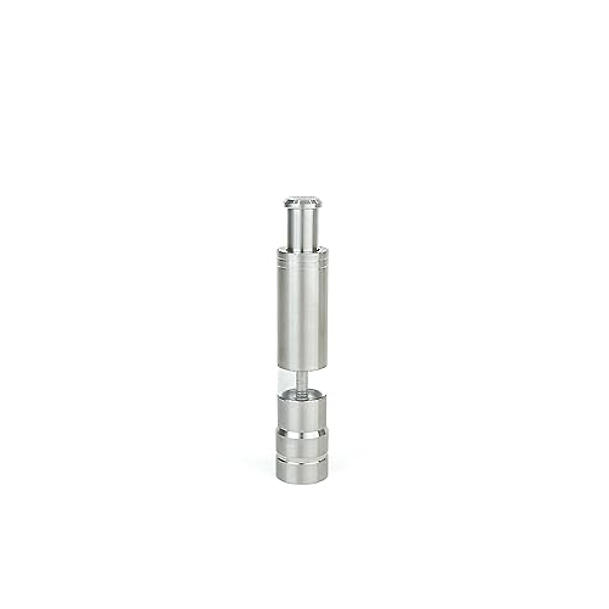 Fletchers' Mill Stainless-Steel Pump and Grind Salt or Pepper Mill, Modern Thumb Button Grinder, One-Handed Operation